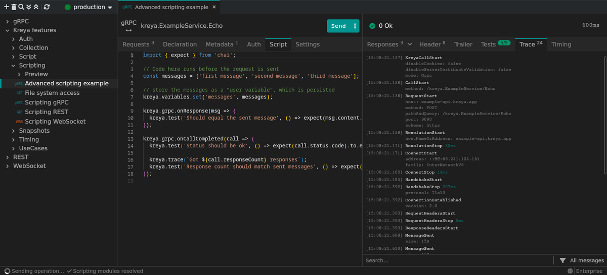 Operation scripts | Kreya